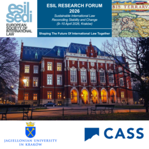 2026 ESIL Research Forum “Sustainable International Law Reconciling ...